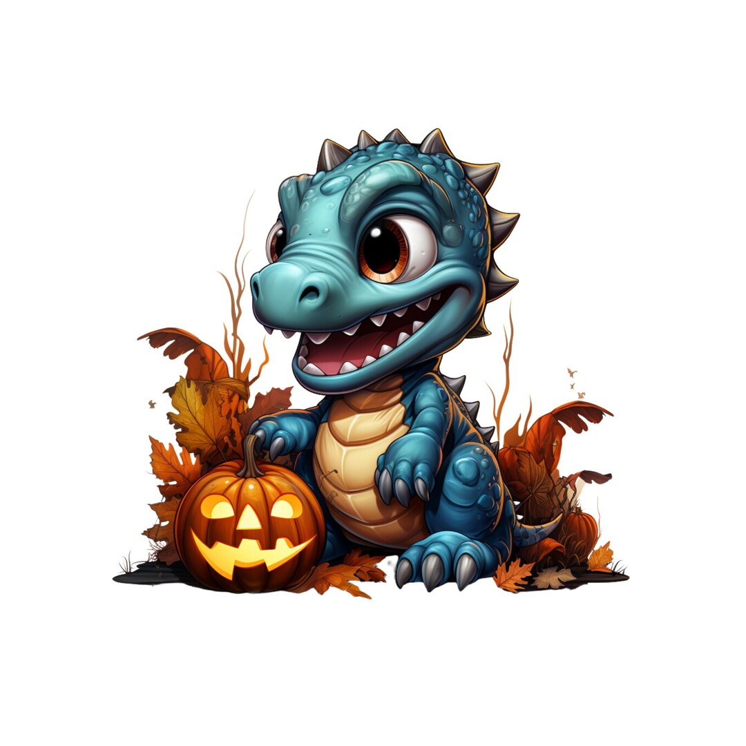 Halloween Dinasour Clipart, Kids Halloween Clipart, Instant Download ...