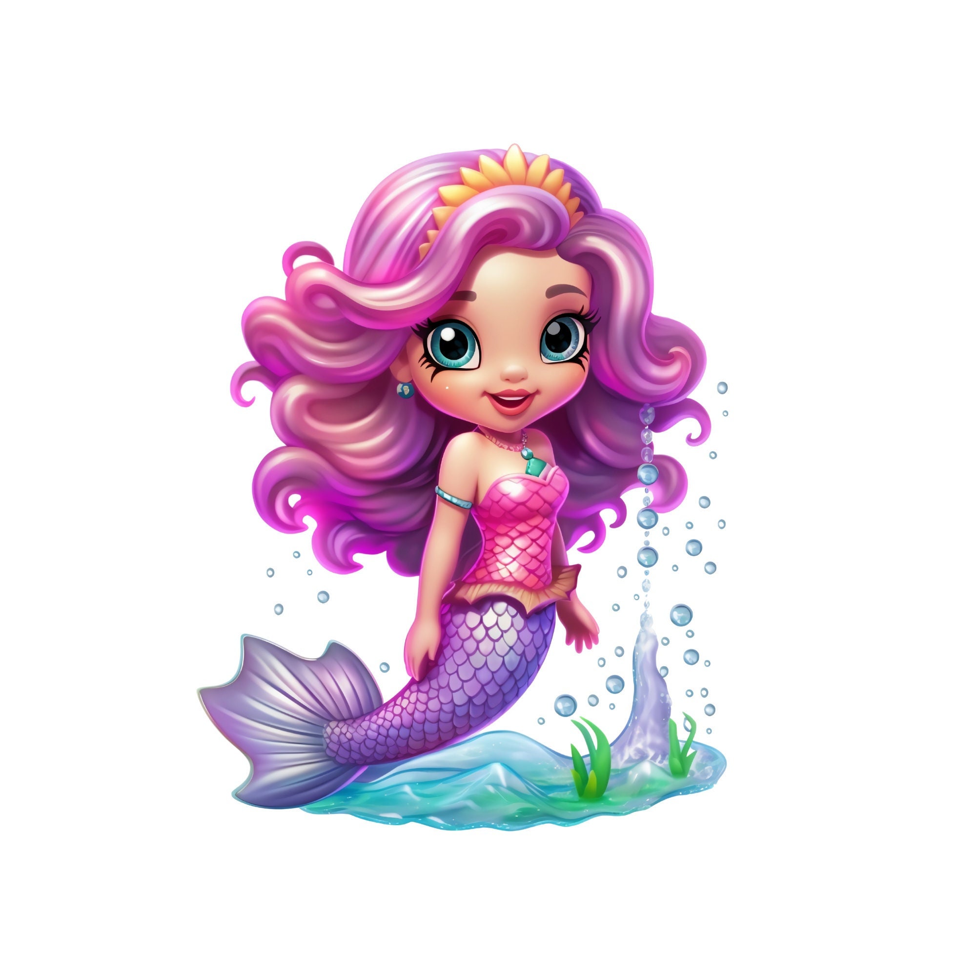 Cute Mermaid PNG Jpeg, Mermaid Clipart, Digital Download Mermaid ...
