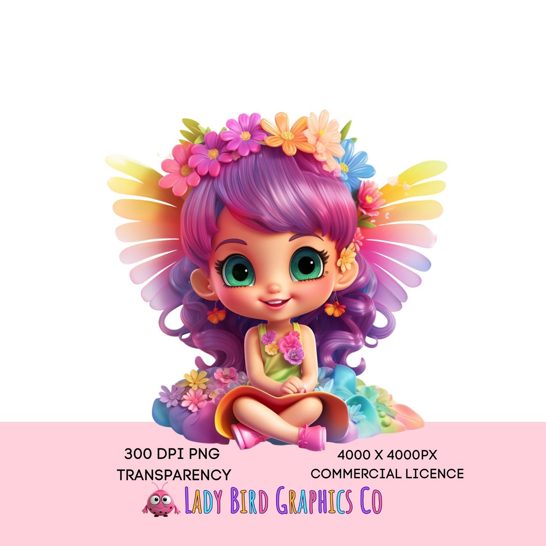 Cute Fairy Clipart, Flower Fairy PNG Instant Download Transparency ...