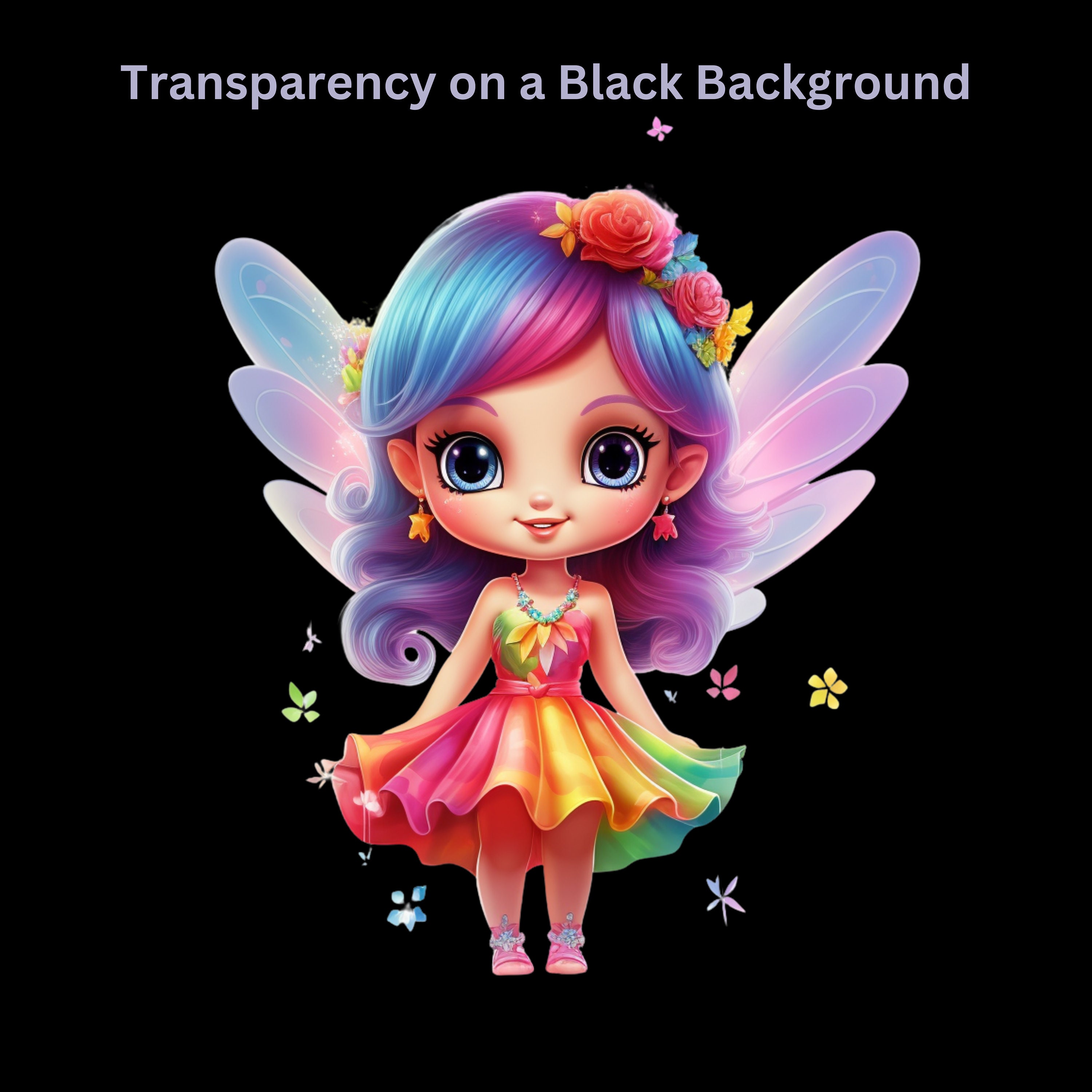 Fairy, Cute Fairy Clipart PNG, Rainbow Fairy Instant Download ...