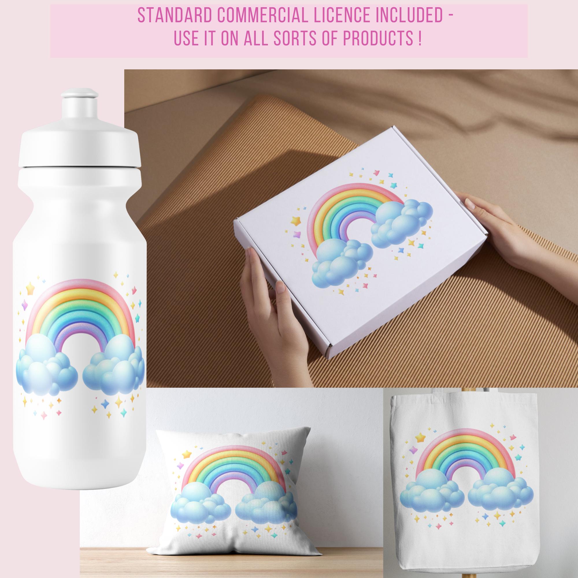 Cute Rainbow Clipart, Glitter Rainbow PNG Instant Download Transparency ...