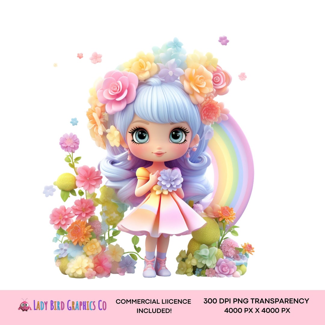 Cute Princess Clipart, Pastel Rainbow Princess PNG, Digital Download ...