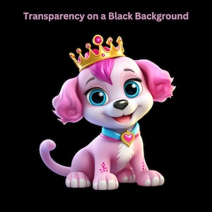 Cute Puppy Clipart, Pink Princess Puppy PNG, Puppy Instant Download ...
