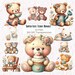 Cute Teddy Bear Clipart, Girls Teddy Bear Clipart PNG Instant Download ...