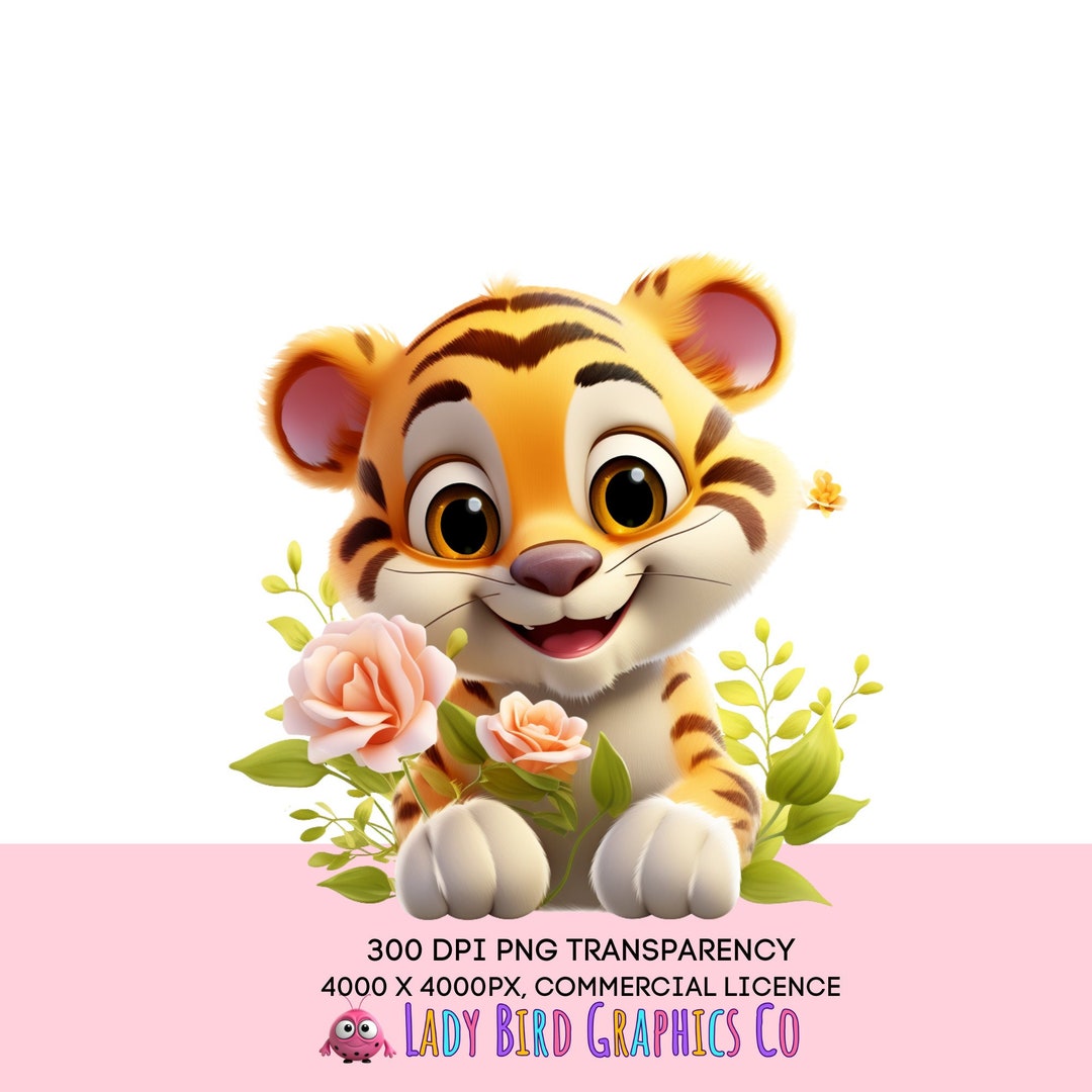Cute Tiger Clipart, Baby Tiger PNG, Transparent Digital Download, Tiger ...