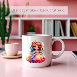Rainbow Princess Clipart, Cute Princess PNG Instant Download, Rainbow ...