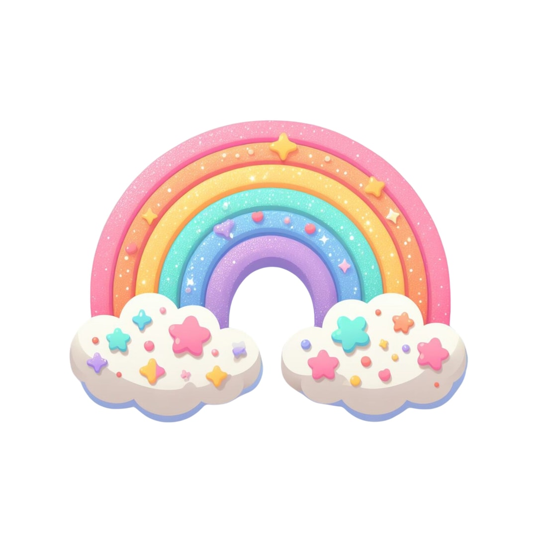 Cute Rainbow Clipart, Glitter Rainbow PNG Instant Download Transparency ...