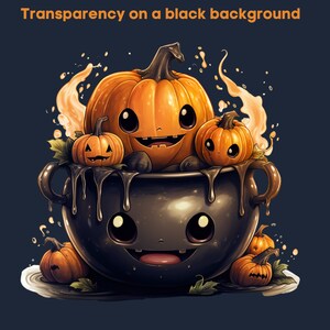 Cute Halloween Clipart, Halloween Cauldron and Pumpkins, Instant ...