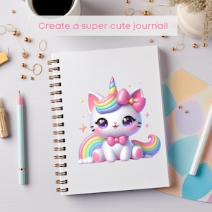 Caticorn, Cute Kitycorn With a Bow, Coquette Clipart PNG, Instant ...