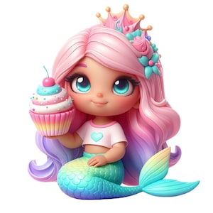 Cute Mermaid Clipart, Birthday Mermaid PNG, Mermaid Transparent ...