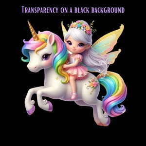 Cute Unicorn and Fairy Clipart, Unicorn PNG Instant Download ...