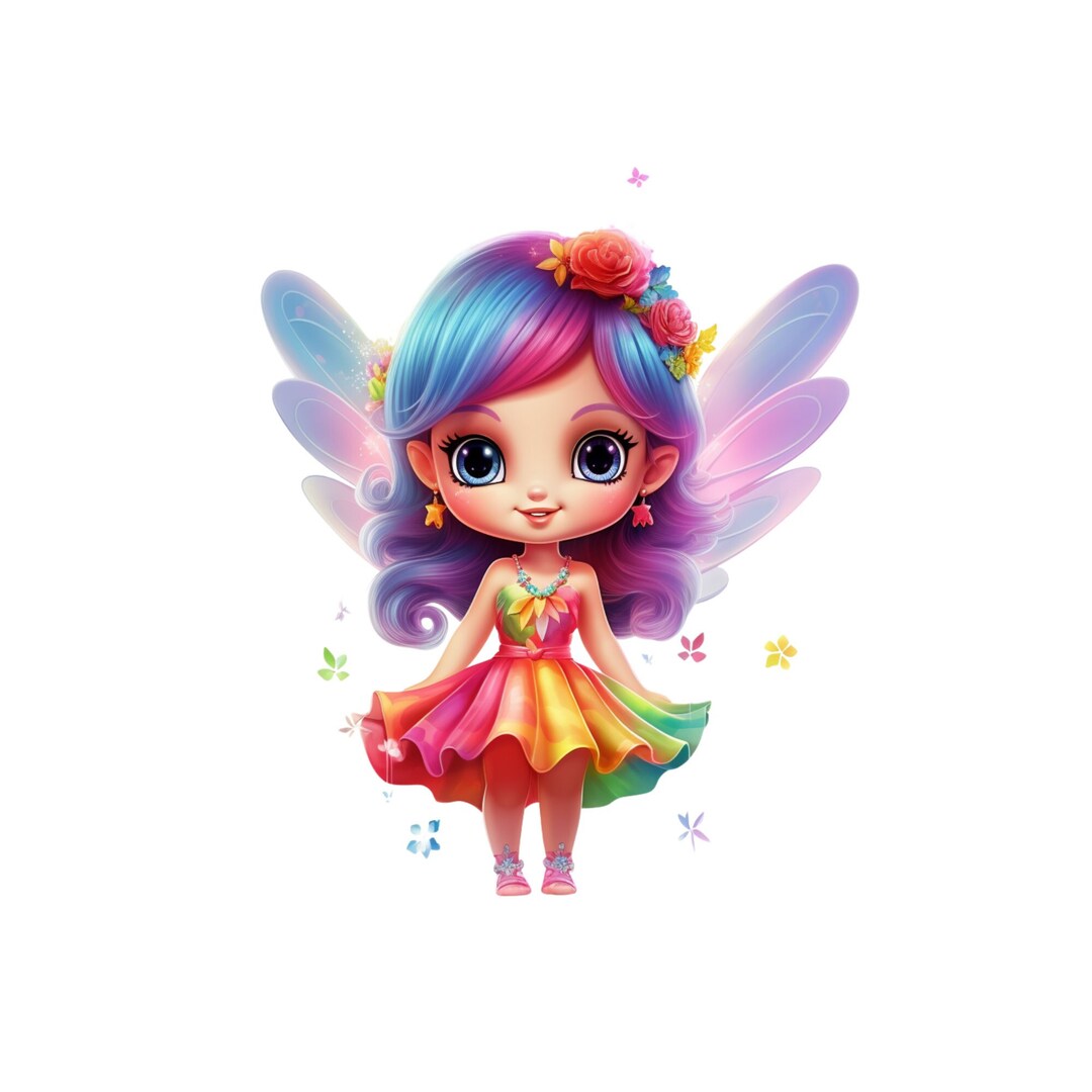 Fairy, Cute Fairy Clipart PNG, Rainbow Fairy Instant Download ...