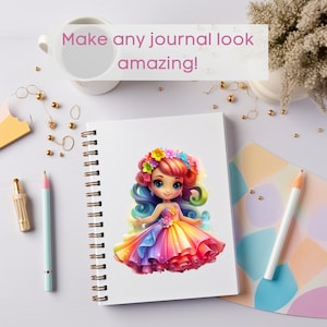 Rainbow Princess Clipart, Cute Princess PNG Instant Download, Rainbow ...