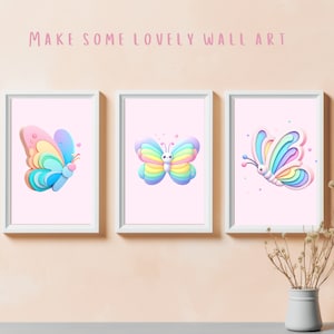 Cute Butterfly Clipart, Pastel Butterfly PNG Bundle, Transparent Images ...