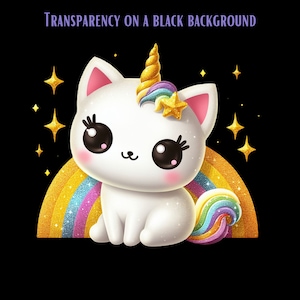 Caticorn, Cute Kawaii Chibi Caticorn Clipart PNG, Instant Download ...