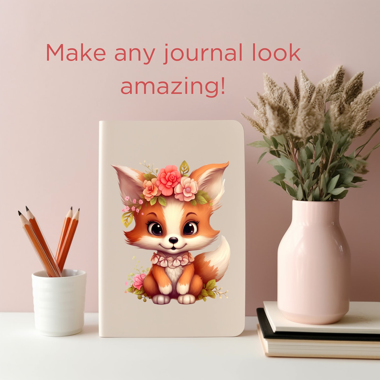 Cute Baby Fox Clipart PNG, Fox Transparent Digital Download, Flowery ...