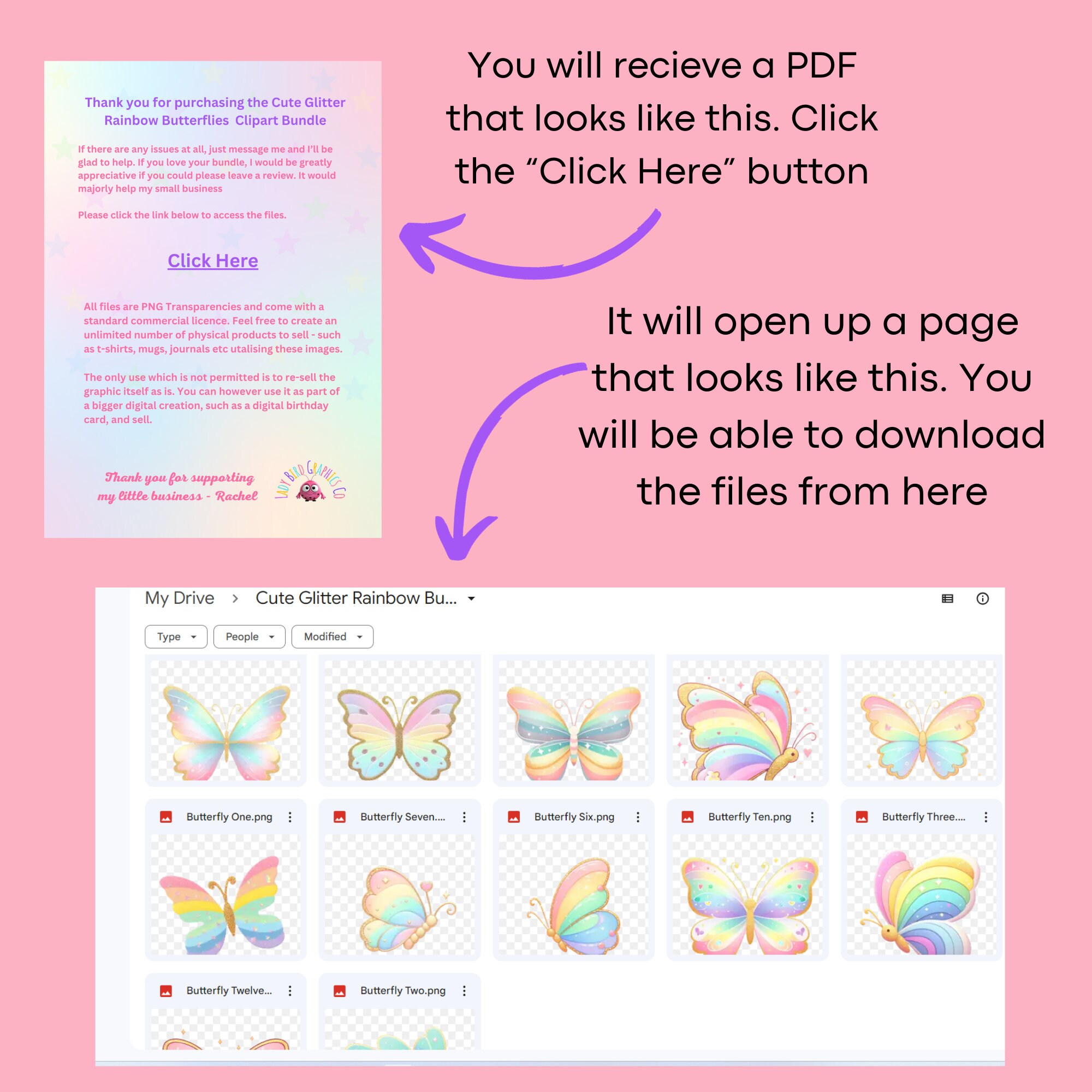 Cute Butterfly Clipart, Pastel Rainbow Butterfly PNG Bundle ...