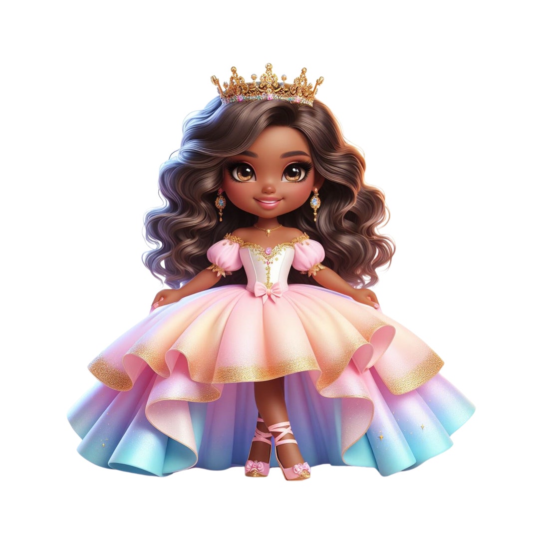 Princess, Cute Princess Clipart, Cute Afro Princess PNG Instant ...
