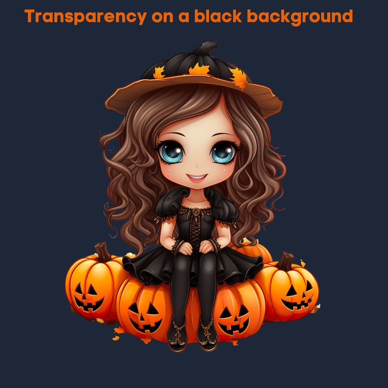 Cute Halloween Clipart Halloween Kawaii Girl Instant - Etsy