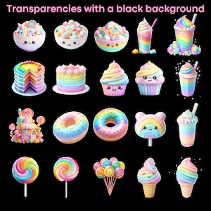 Cute Candy Clipart, Pastel Sweets PNG Bundle, Transparent Images ...