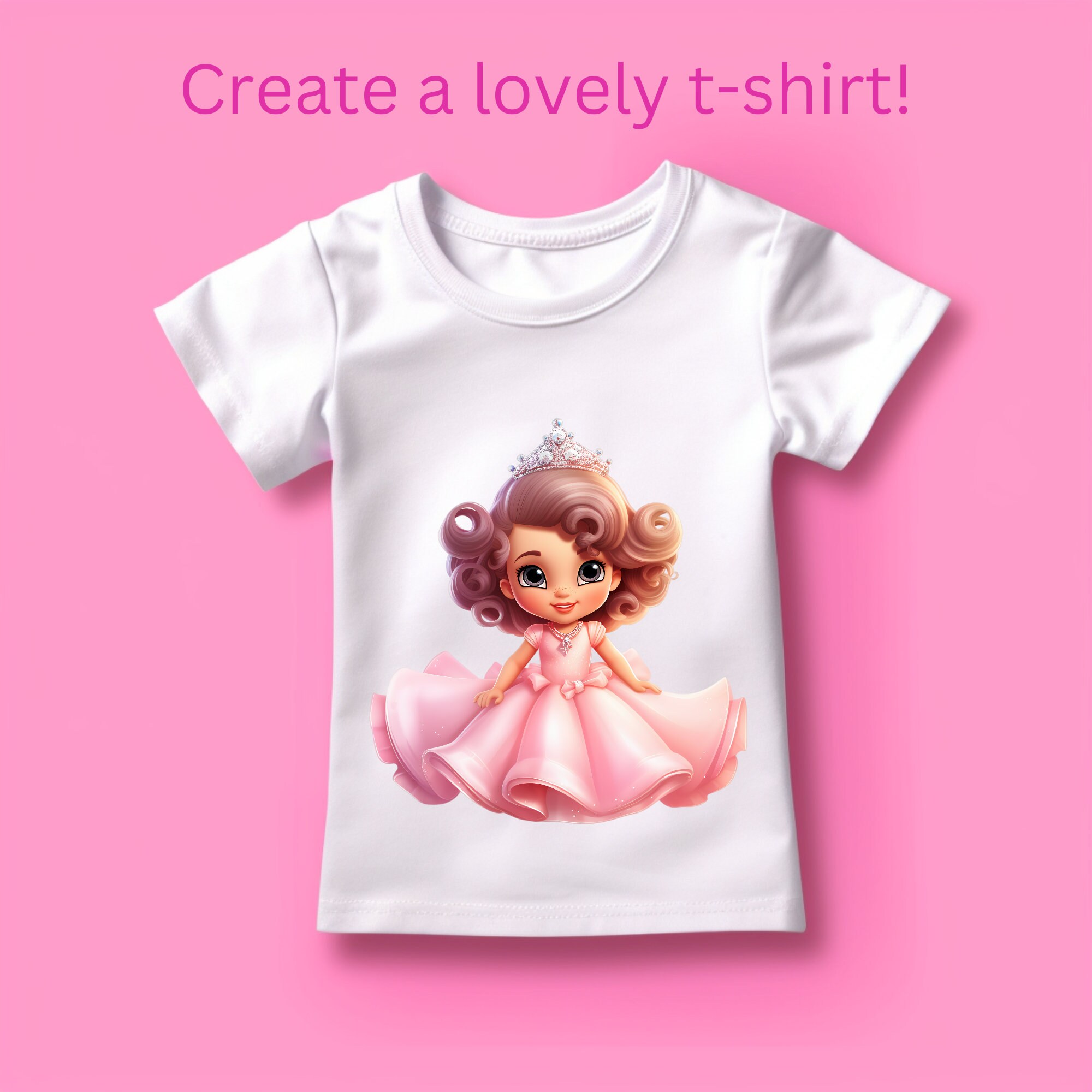 Pink Princess Clipart, Cute Pink Princess PNG Instant Download, Cute ...