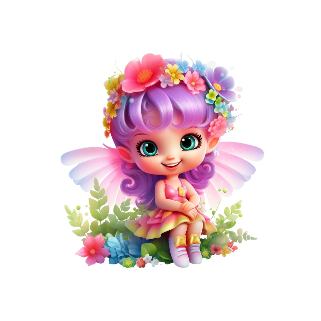 Fairy, Cute Rainbow Garden Fairy Clipart PNG, Instant Download ...