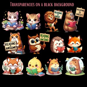 Teachers Clipart Bundle, Animals Reading, Back to School Clipart Bundle ...