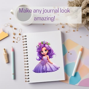 Cute Purple Princess Clipart, Princess PNG Graphic, Digital Download ...