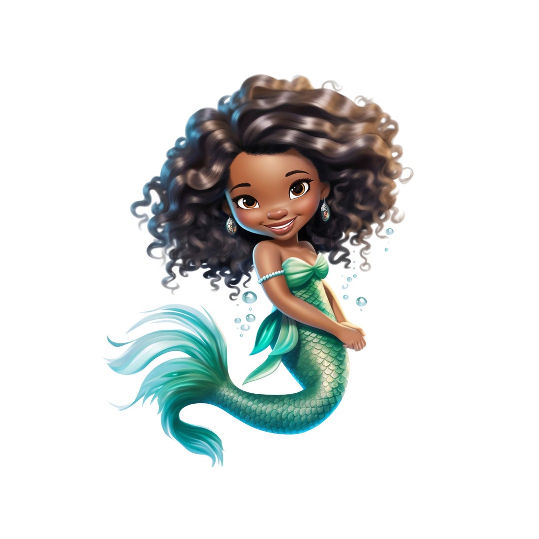 Cute Mermaid Illistration African American Mermaid Black - Etsy