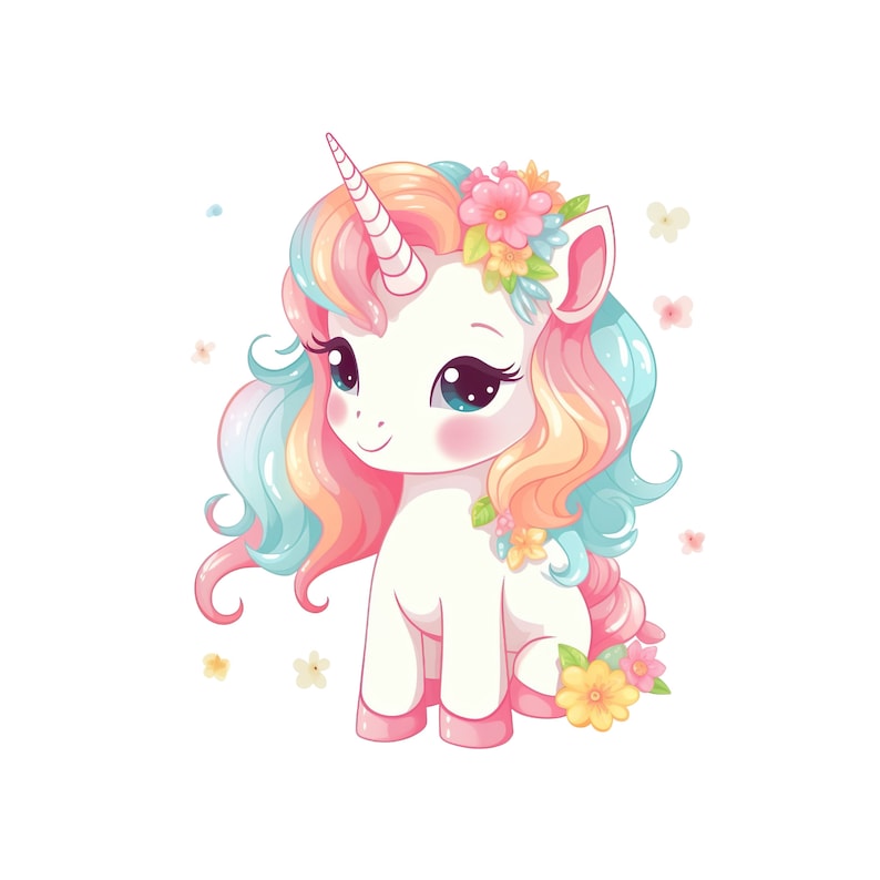 Unicorn Clipart, Cute Pastel Unicorn PNG and Jpeg, Rainbow Colours and ...