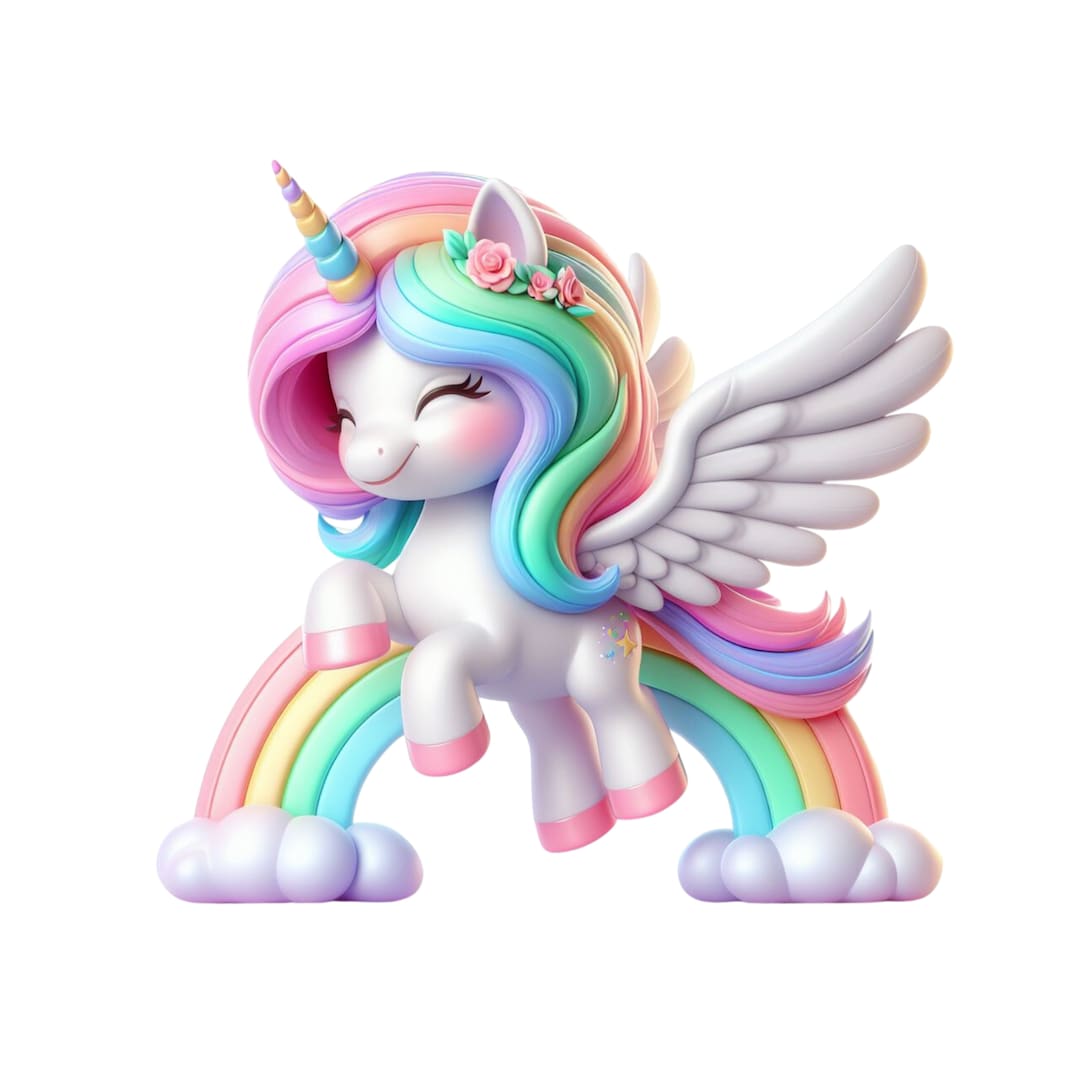Flying Unicorn, Cute Rainbow Pastel Unicorn Clipart, Pegasus Unicorn ...