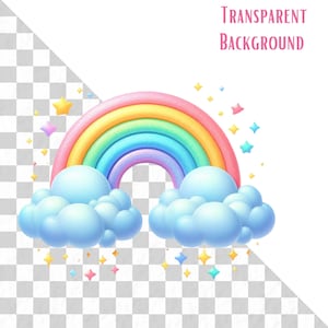 Cute Rainbow Clipart, Glitter Rainbow PNG Instant Download Transparency ...
