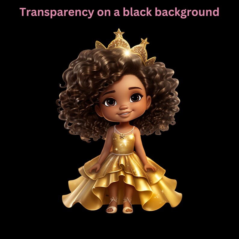 Cute Princess Clipart Cute Afro Princess PNG Instant - Etsy