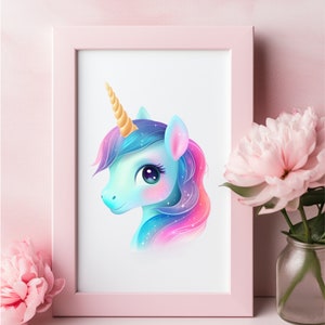 Cute Unicorn Clipart or Logo, Unicorn Side Profile, Unicorn PNG Jpeg ...