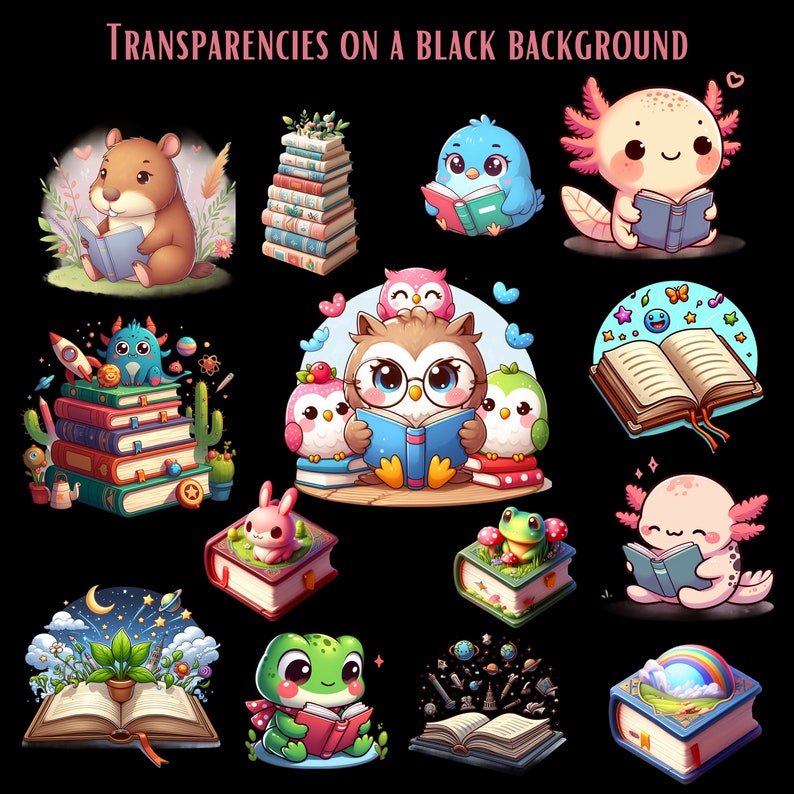 Teachers Clipart Bundle, Animals Reading, Back to School Clipart Bundle ...