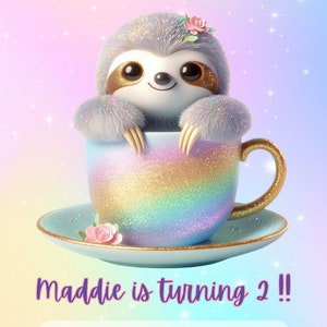 Cute Sloth Clipart, Sloth in a Cup PNG, Baby Sloth Instant Download ...