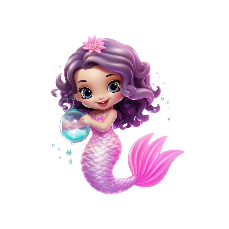 Cute Baby Mermaid Clipart PNG and Jpeg Graphic Cute Mermaid - Etsy