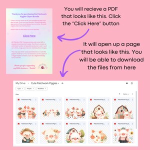 Cute Pigs Clipart, Patchwork Piglets PNG, Transparent Digital Download ...