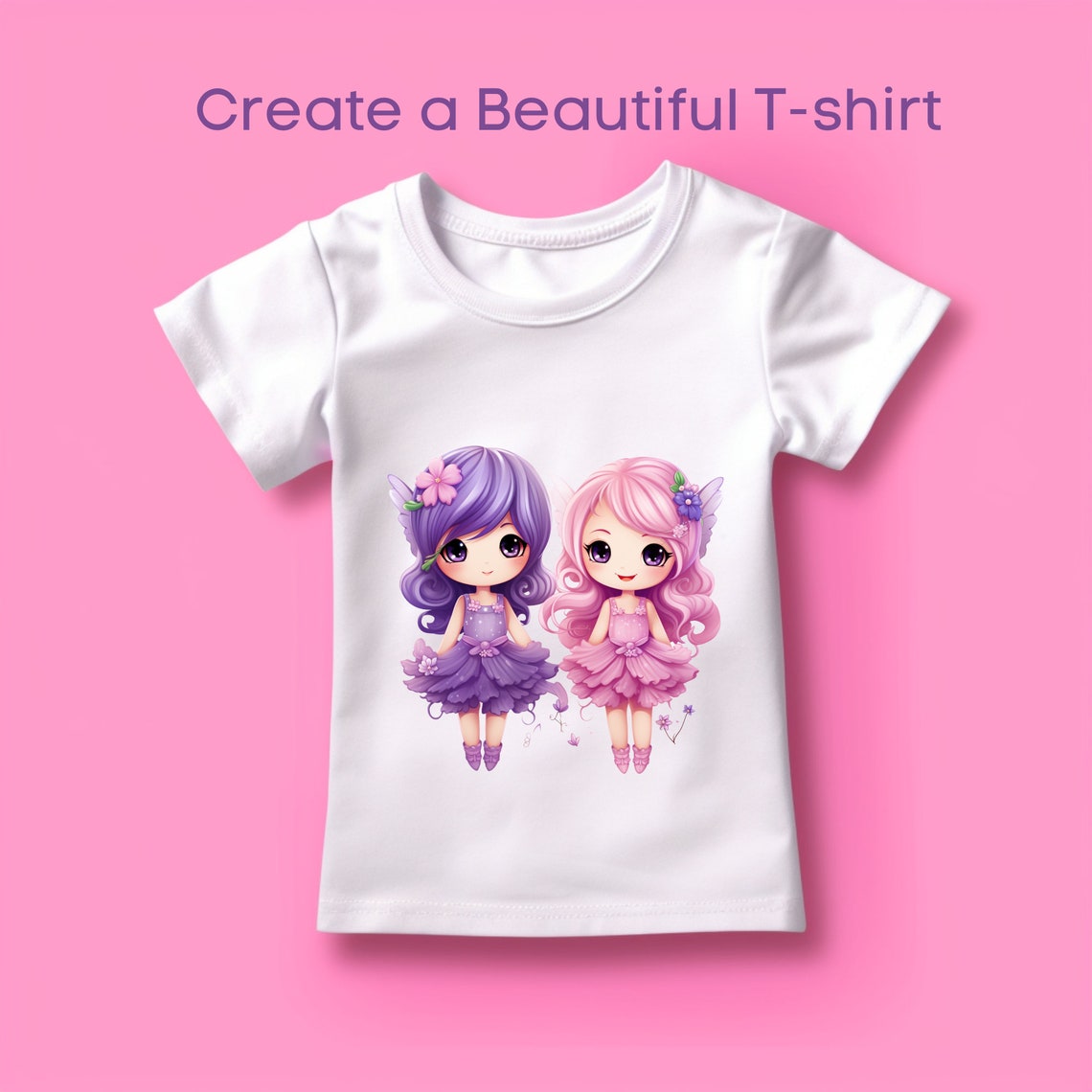 Cute Fairy Clipart, Two Cute Fairies PNG, Fairy Girl Instant Download ...