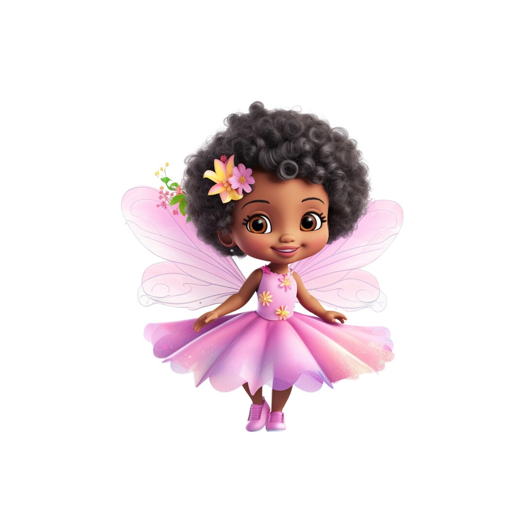 Cute Fairy Clipart, Afro Fairy PNG Digital Download, Garden Fairy ...