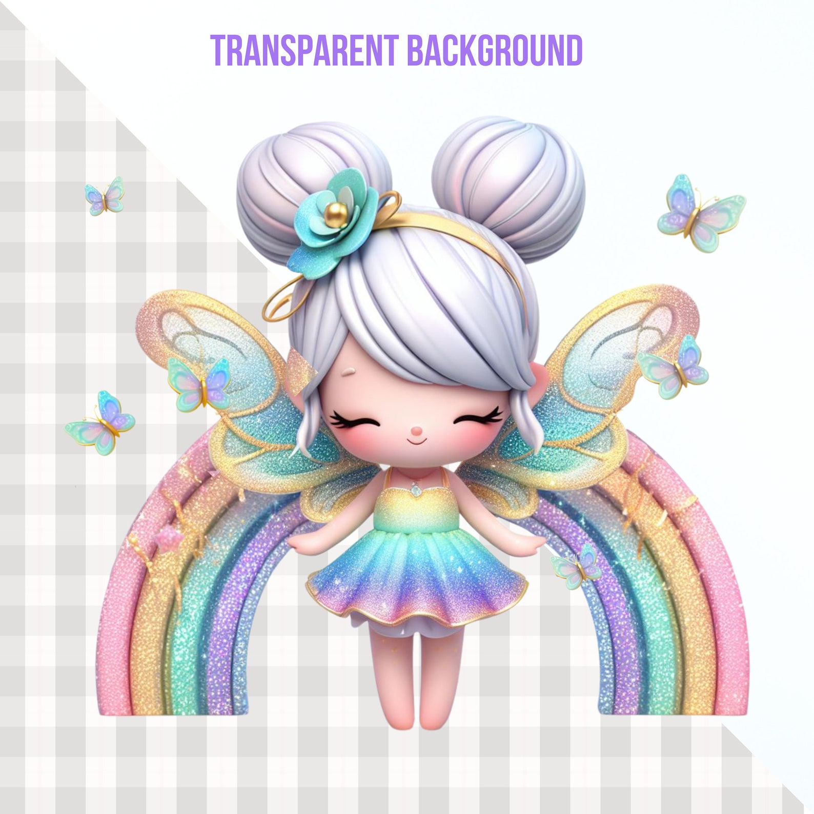 Cute Fairy Clipart, Pastel Rainbow Fairy PNG Instant Download, Fairy ...