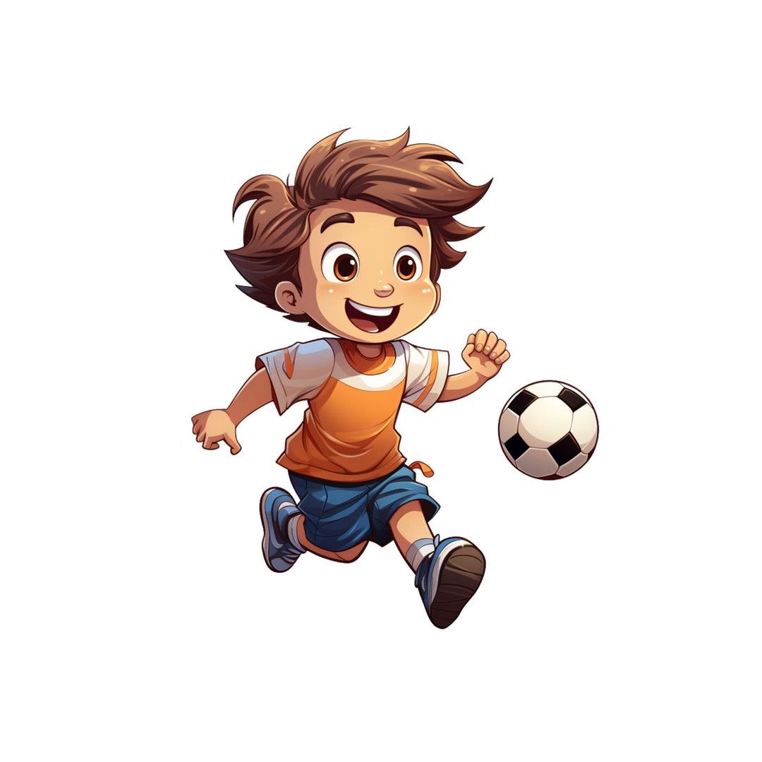 Cute Soccer Clipart, Boy Playing Soccer PNG, Cute Sporty Boys Printable ...