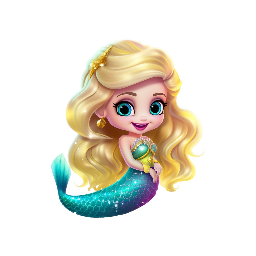 Cute Mermaid PNG, Mermaid Clipart Instant Download Transparency, Under ...