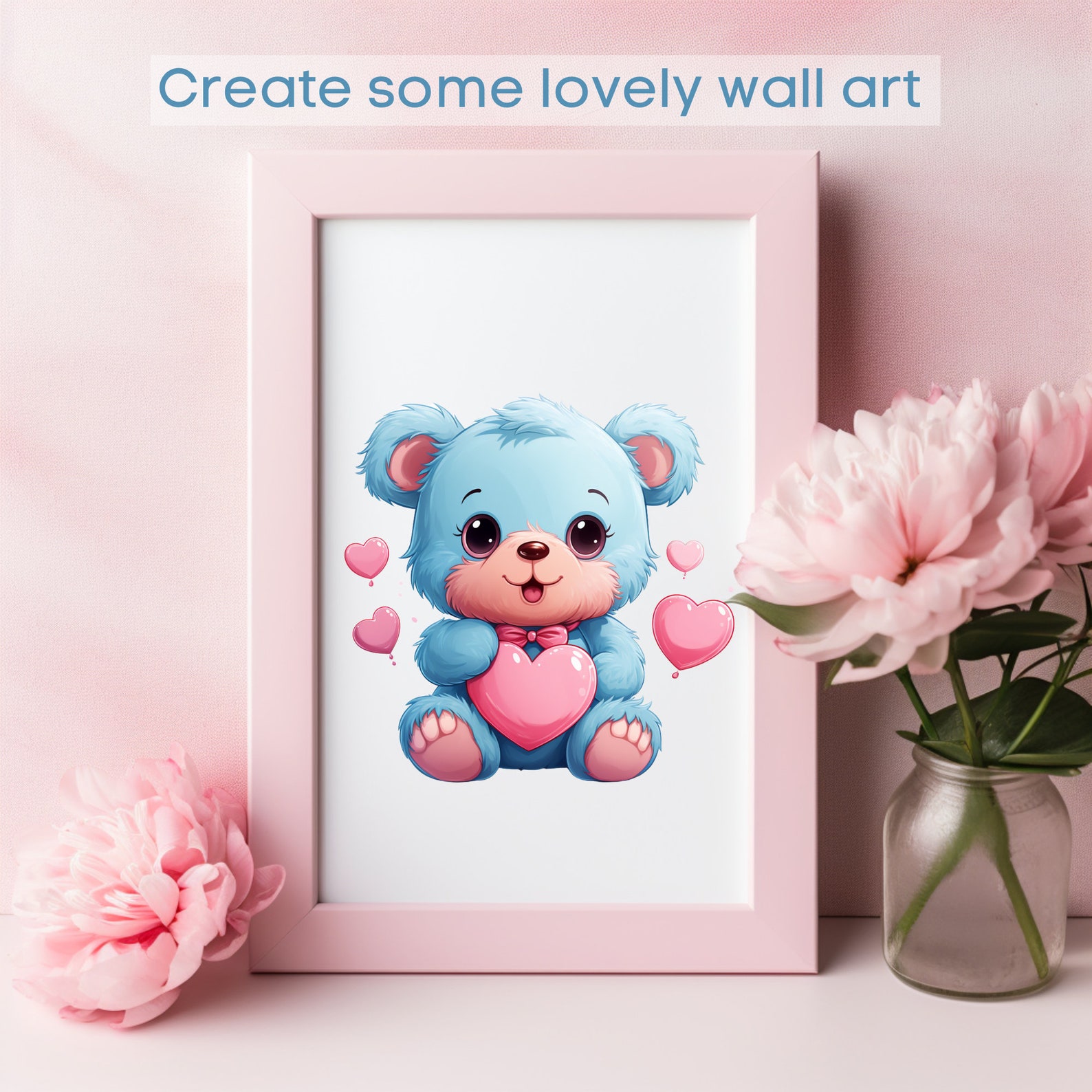 Cute Teddy Bear Clipart, Girls Teddy Bear Clipart PNG Instant Download ...