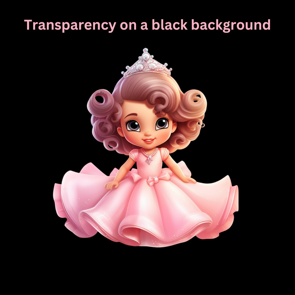 Pink Princess Clipart Cute Pink Princess PNG Instant - Etsy