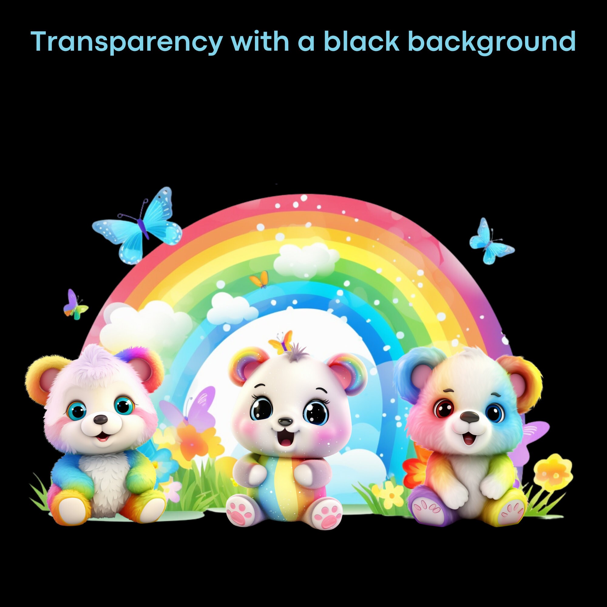 Teddy Bears, Cute Rainbow Teddy Bear Clipart, Teddy Bear PNG Instant ...