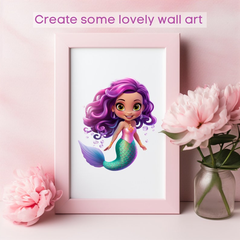 Cute Mermaid Clipart PNG Mermaid Instant Download - Etsy
