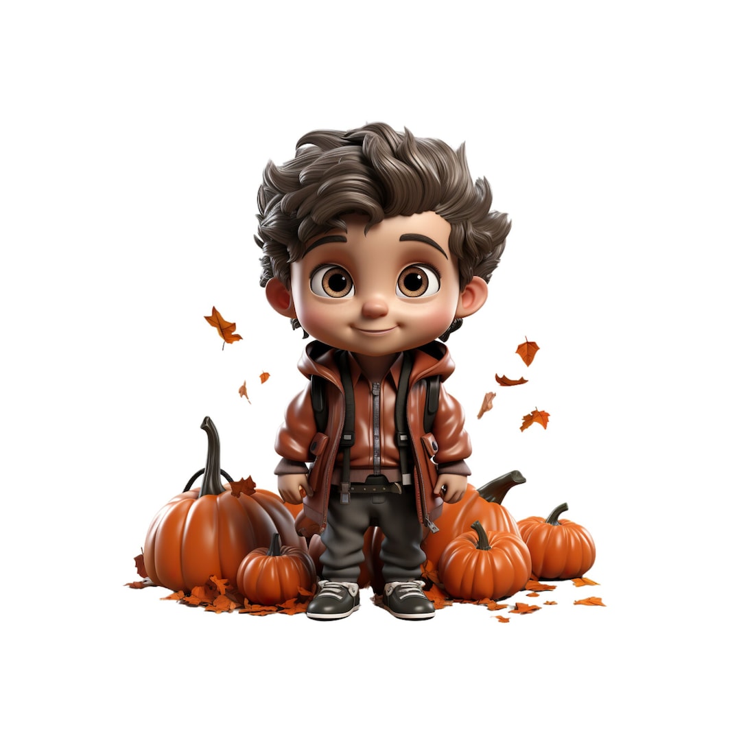 Halloween Cute Halloween Clipart Boy With Pumpkins Instant - Etsy