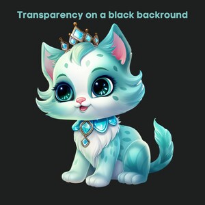 Princess Cat Clipart, Royal Cat PNG Digital Download, Aqua Princess ...