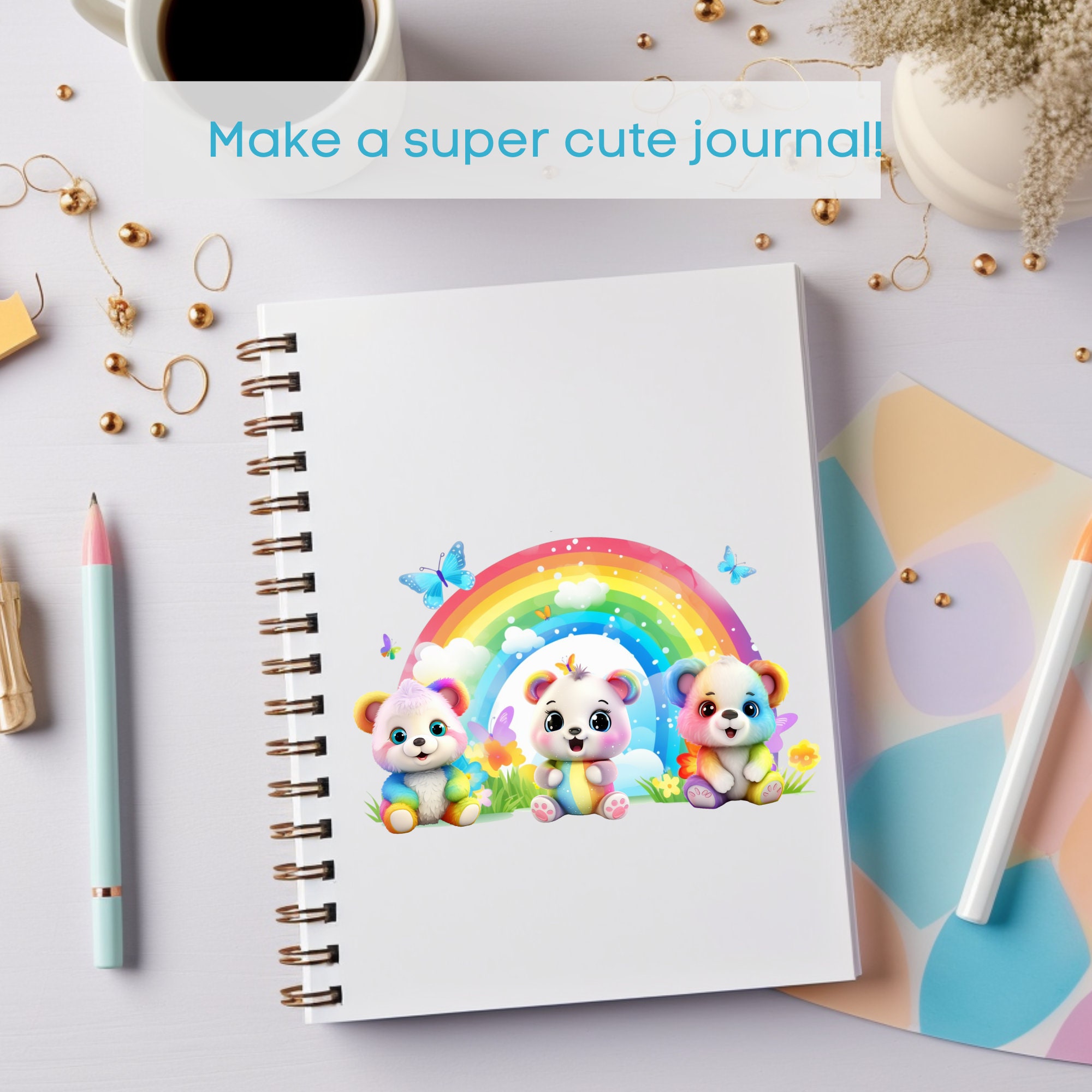 Teddy Bears, Cute Rainbow Teddy Bear Clipart, Teddy Bear PNG Instant ...